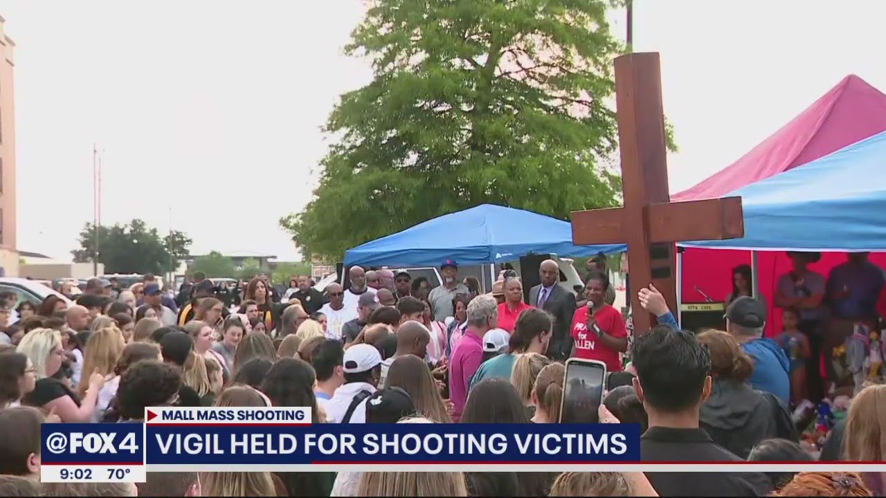 Vigil held for Allen Outlets shooting victims - YouTube
