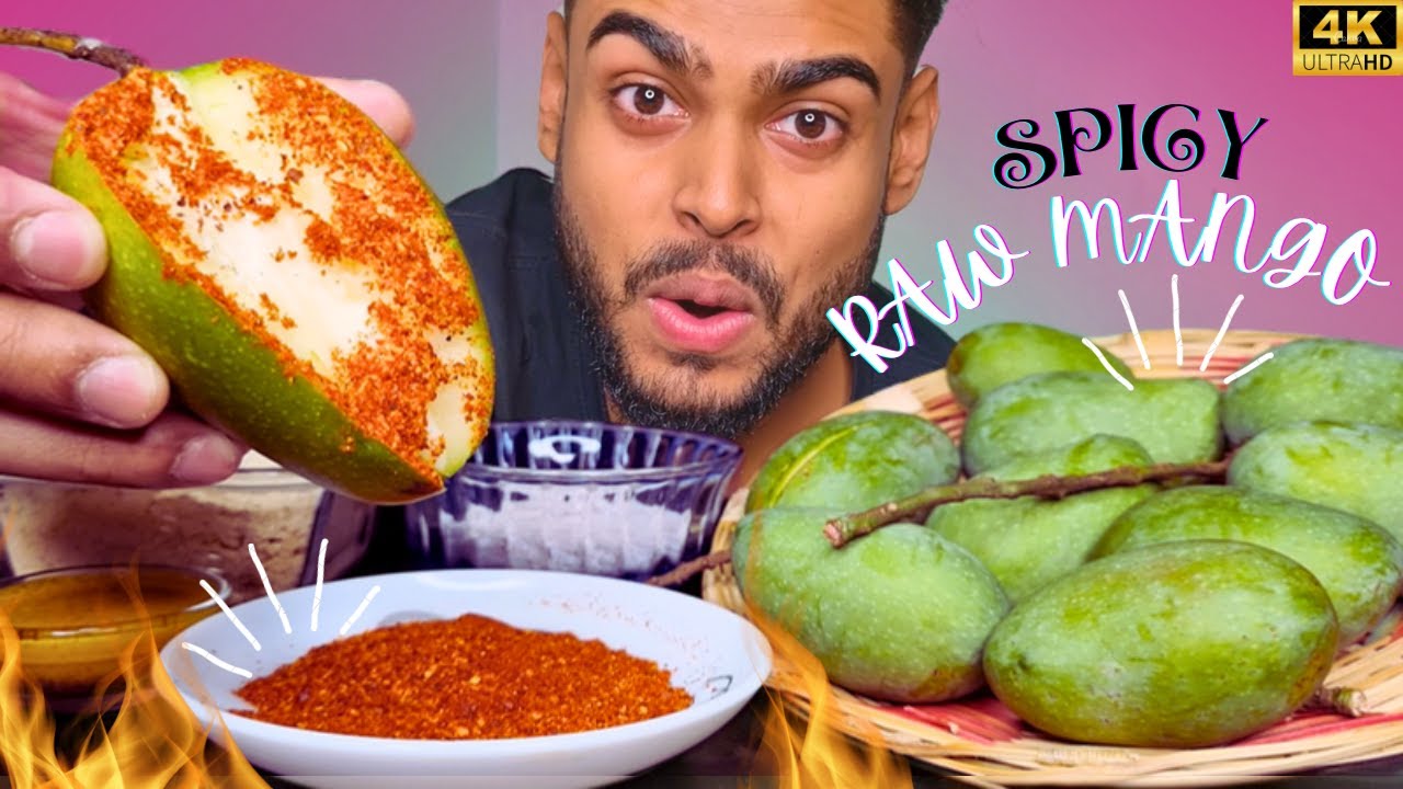 Eating Raw Mango With Extreme Spicy🔥Chilli🌶Powder/ Spicy & Tangy Raw ...