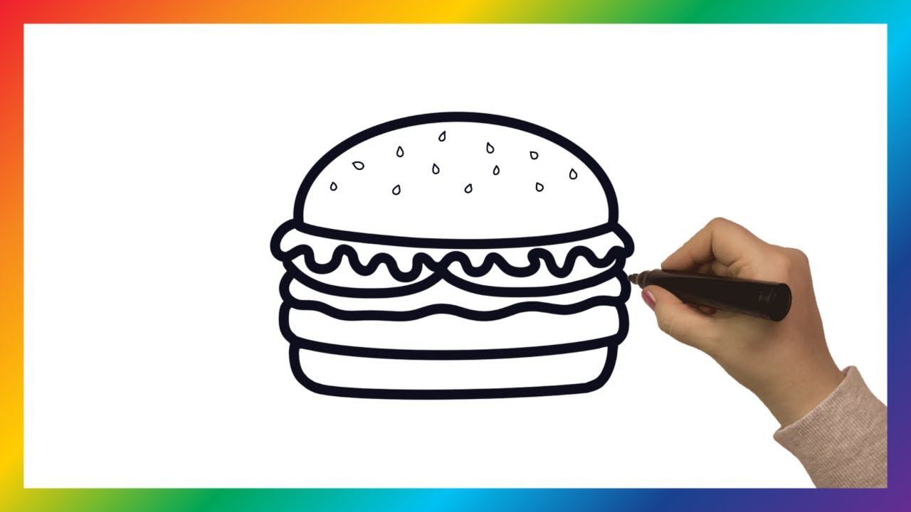 Ich zeichne einen Burger | Drawing a Burger | Painting and Coloring ...