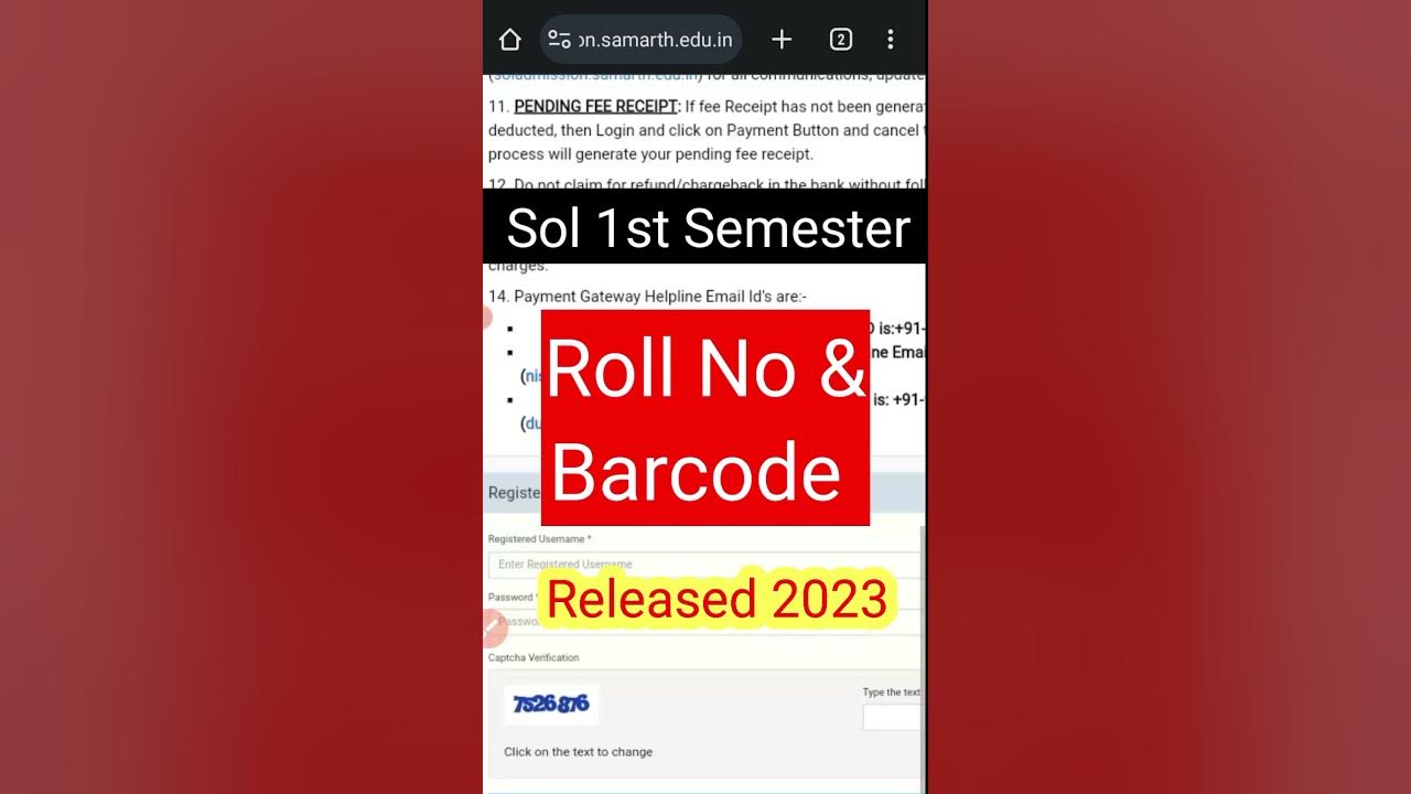Du sol 1st Semester Roll No & Barcode Aa gya hai How to check your roll ...