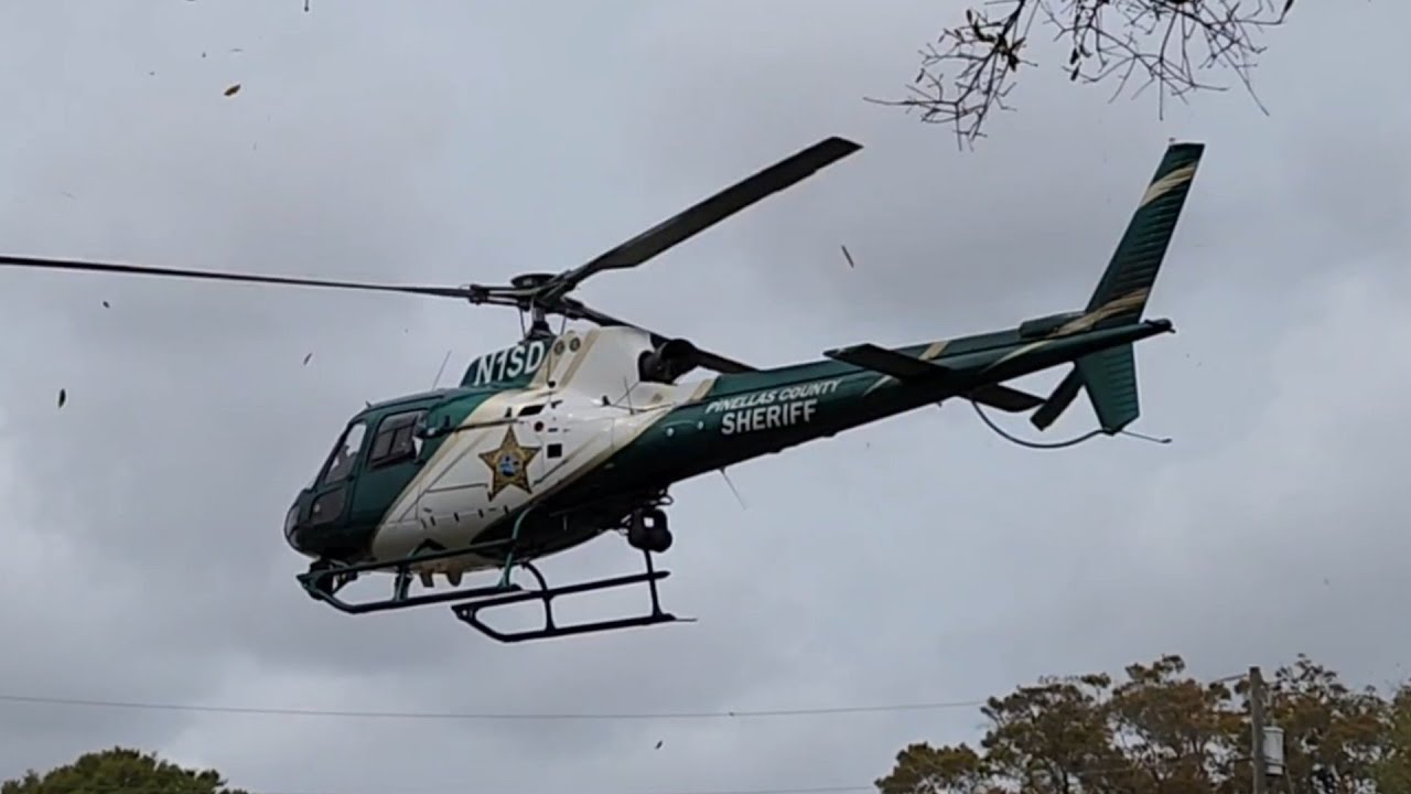 PCSO HELECOPTER LANDING, TALK WITH PILOTS & TAKEOFF - PINELLAS COUNTY ...
