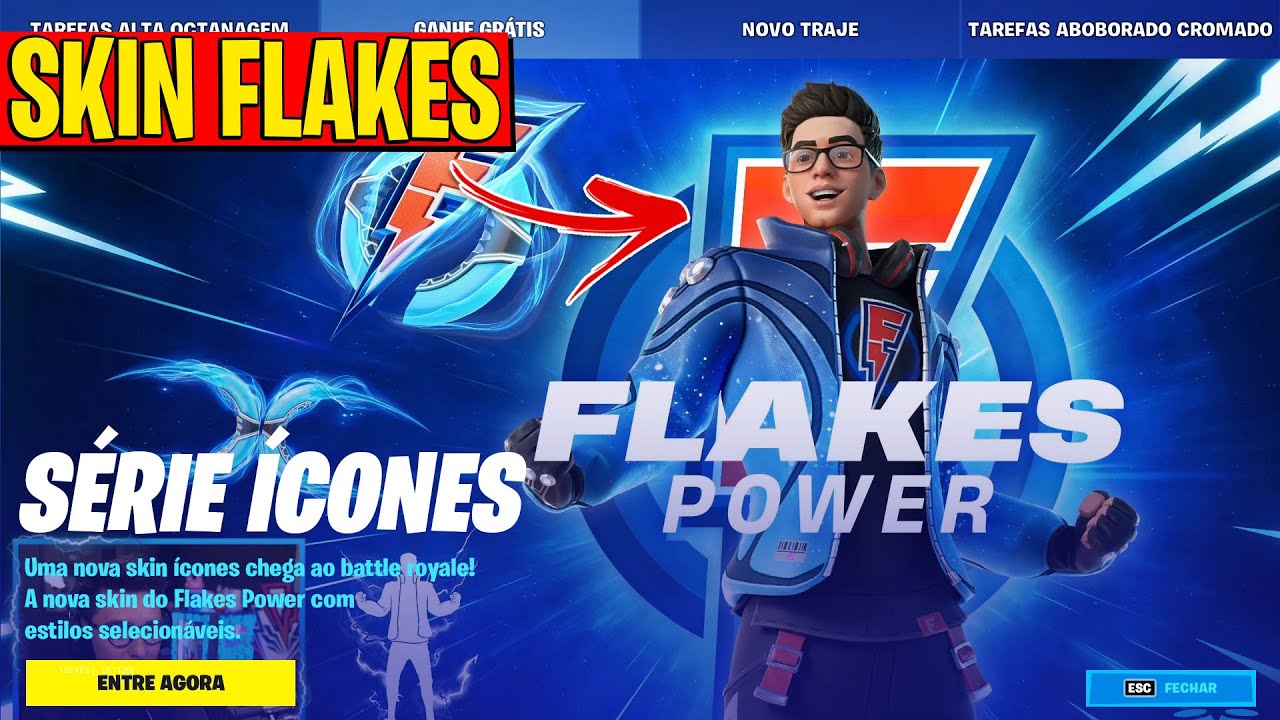 FINALMENTE! SKIN FLAKES POWER CHEGA AO FORTNITE! 4 NOVAS RECOMPENSAS ...