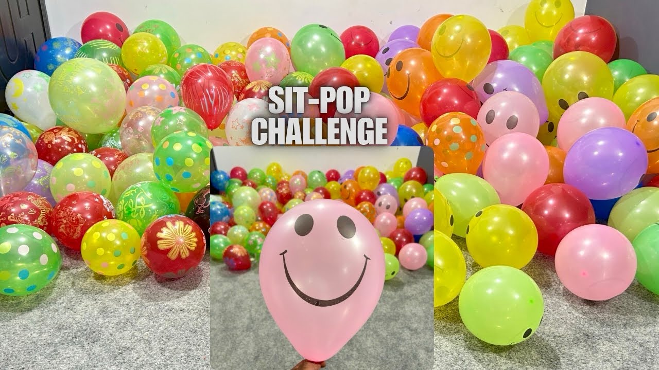 Sit-Pop Balloon Popping Challenge (AJ vs JJ) - YouTube