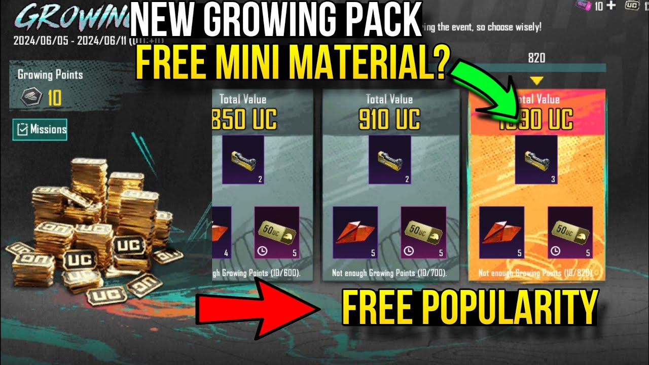 Growing Pack Pubg | Growing Pack Bgmi | Free Mini Material ? | Free ...