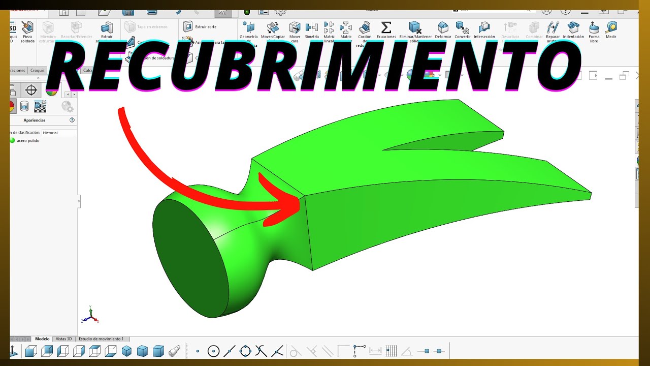 👉Como usar la HERRAMIENTA RECUBRIR en SOLIDWORKS - YouTube