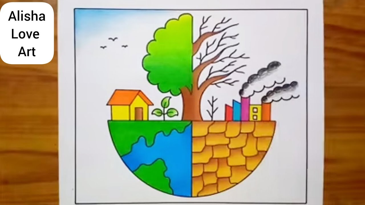 World Environment Day Drawing / Stop Global warming Poster Drawing ...