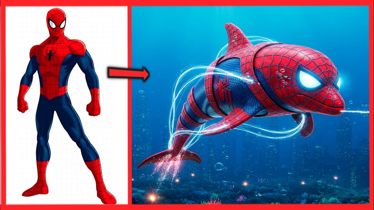 All avengers marvel superheroes transformation into super dolphin 🐬 ...