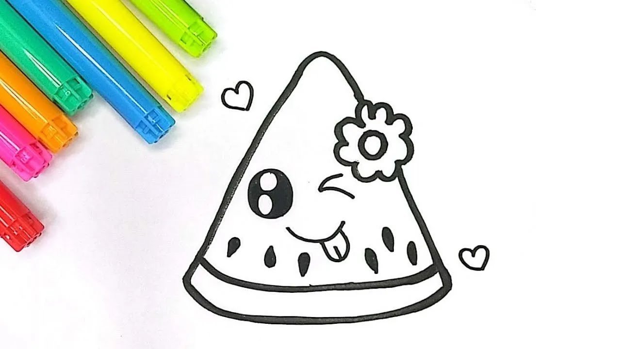Easy Drawing a Cute Watermelon for Kids - YouTube