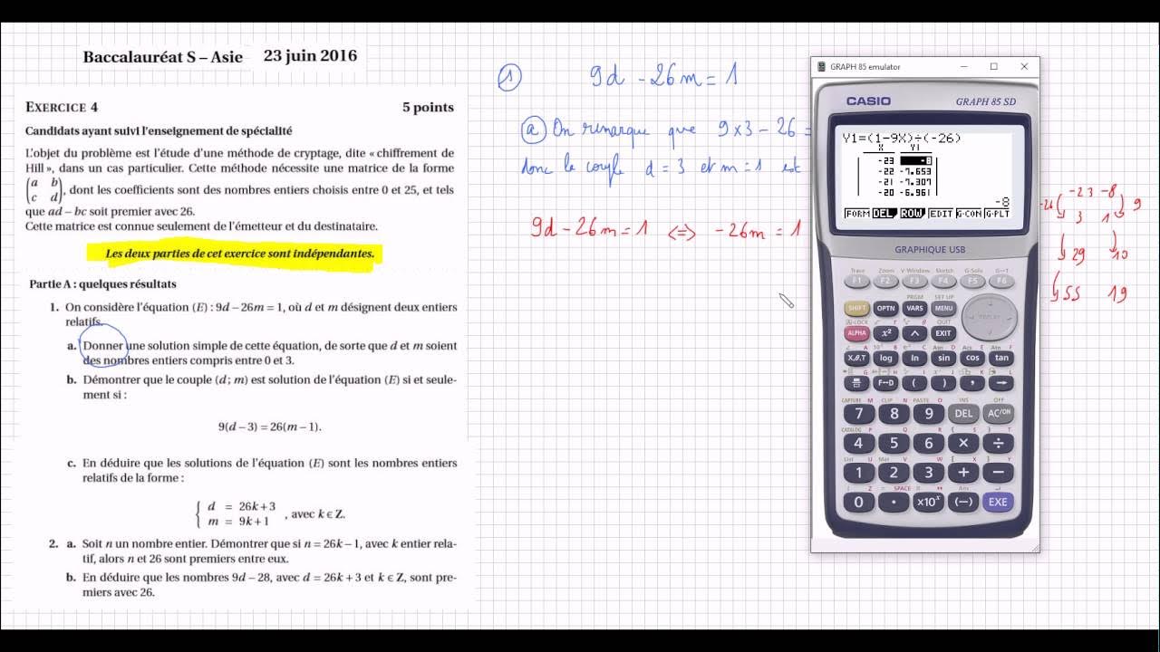 Terminale S -spécialité - Asie juin 2016 - Ex4 (1/2) spé -chiffrement ...