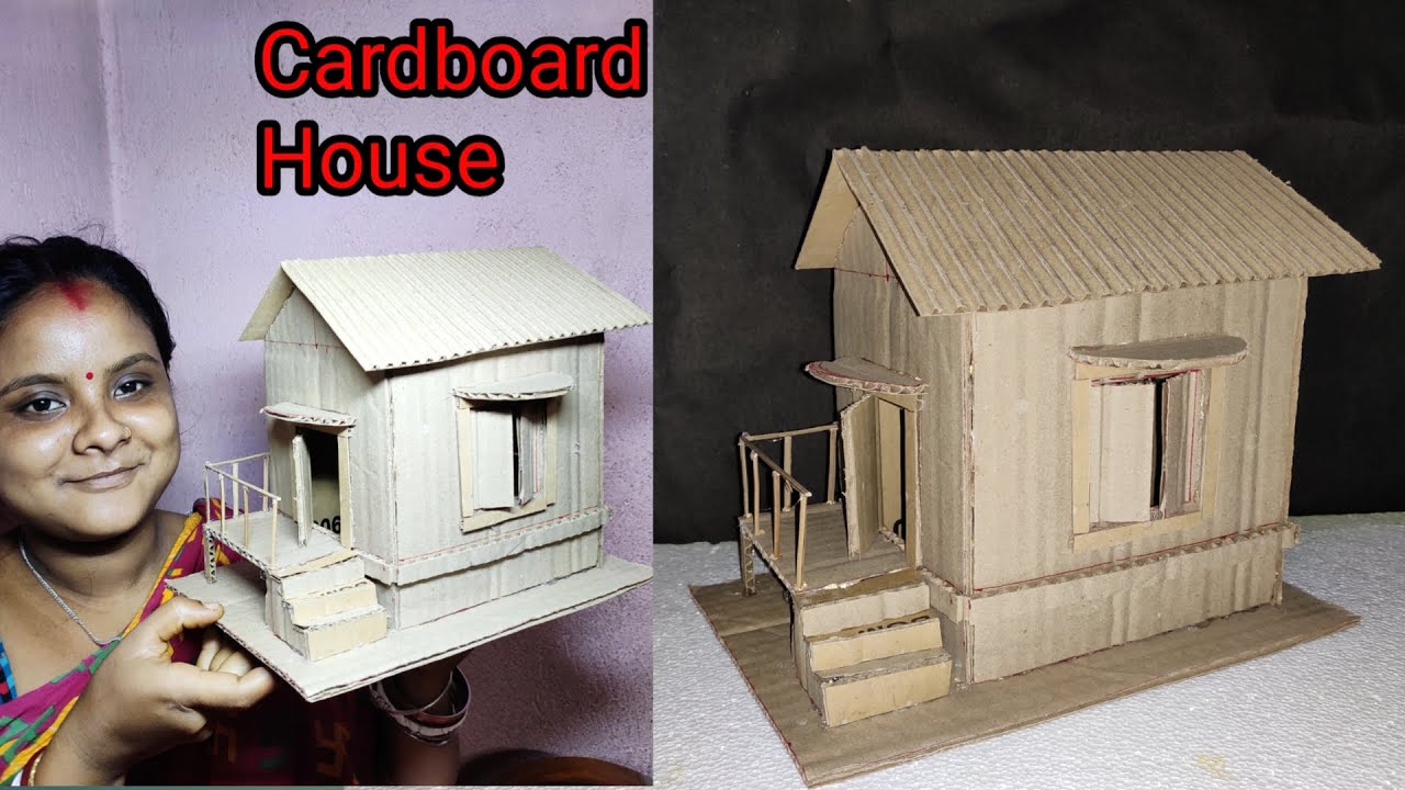 Cardboard making a house easy | How To Make a Beautiful house school ...