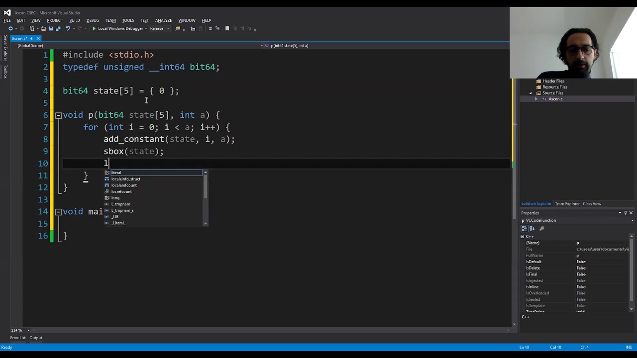 Implementation of ASCON in C - YouTube