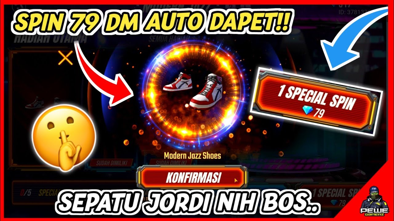 CARA MENDAPATKAN SEPATU JORDAN FF | PAKE TRIK SPIN JORDAN BIAR HOKI ...
