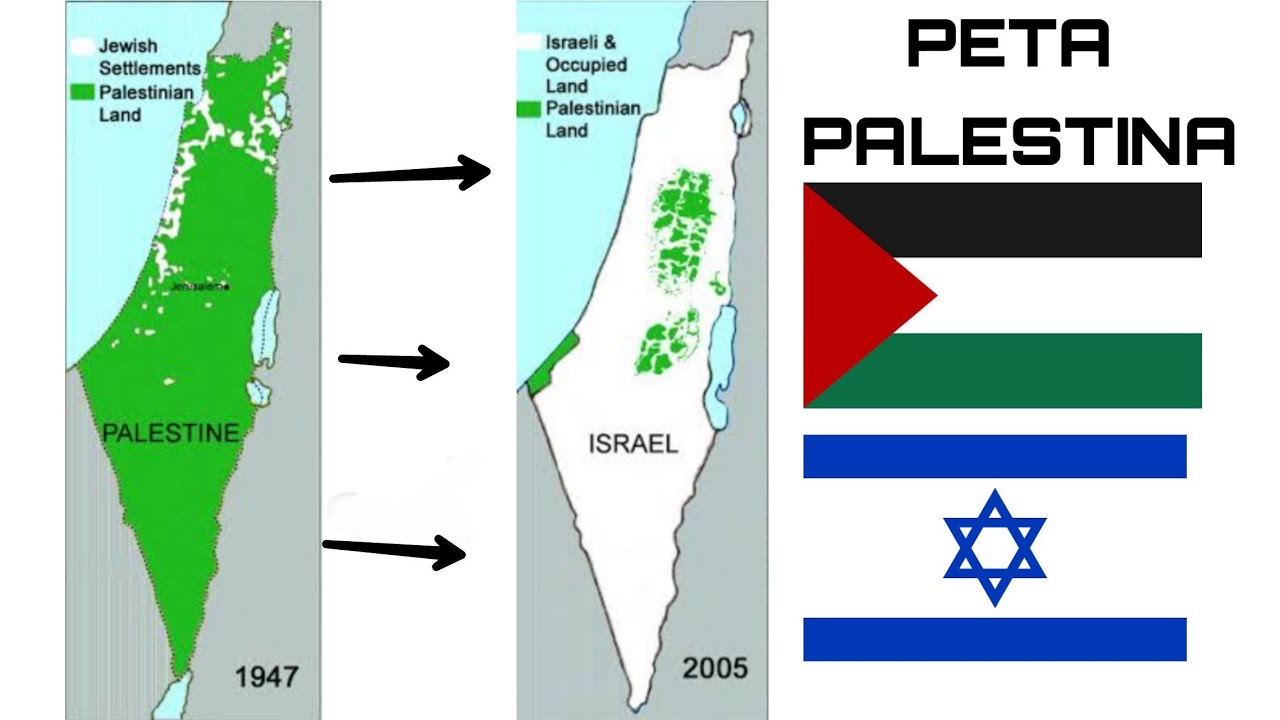 Peta Palestina dari tahun ke tahun|1947-2005 - YouTube