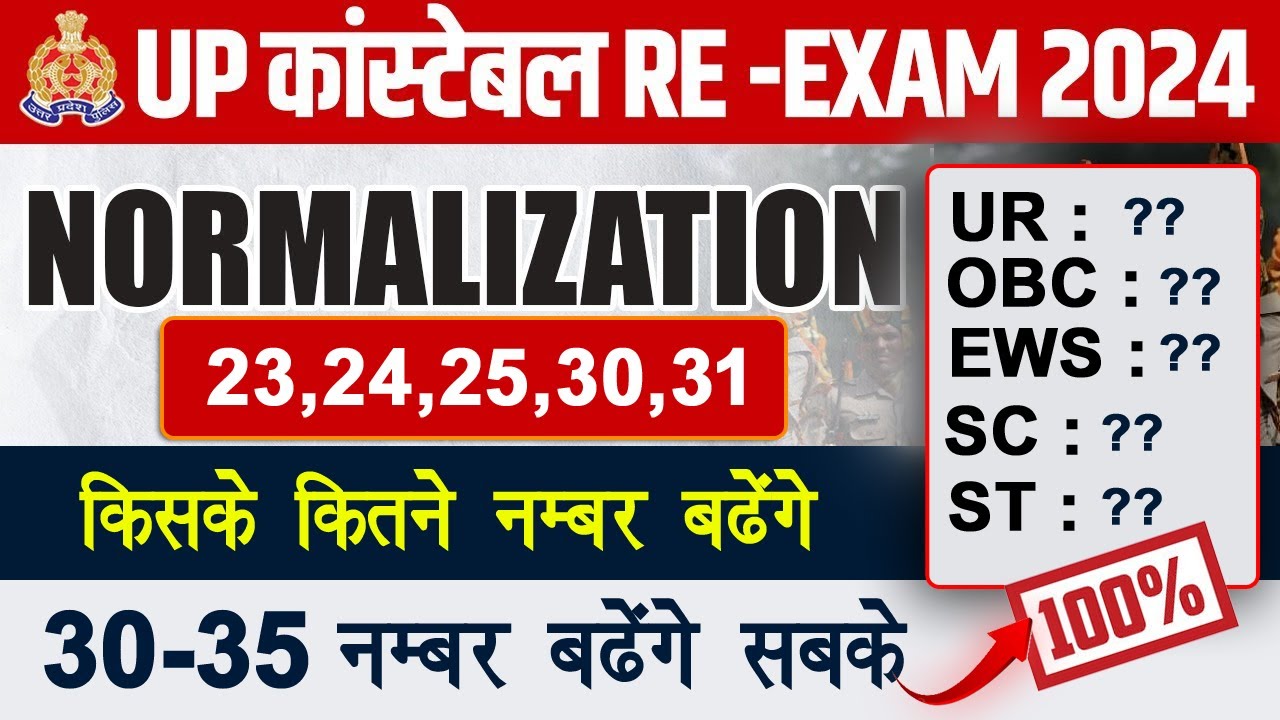 UP Police Re-Exam Normalization Marks ? | UP Police Re-Exam Cut Off 2024 | UPP Re-Exam Cut Off ...
