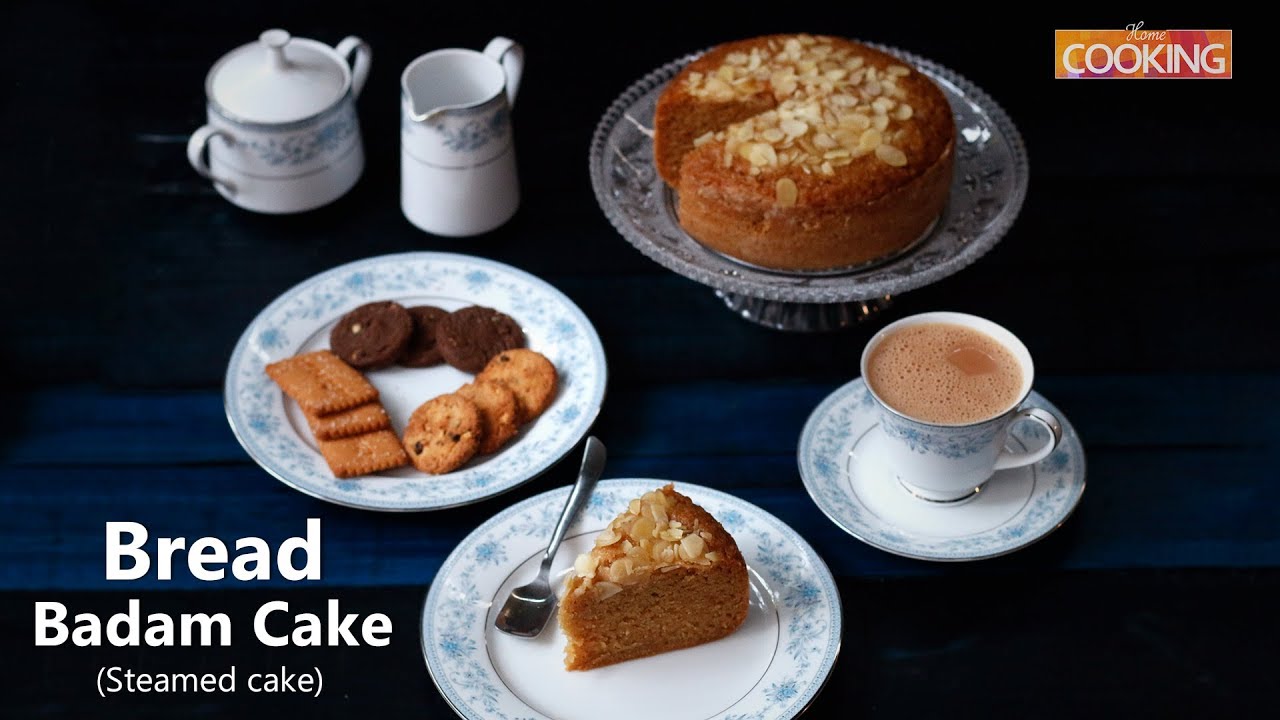 Bread Badam Cake (Steamed eggless cake) | Almond cake | Eggless cake ...