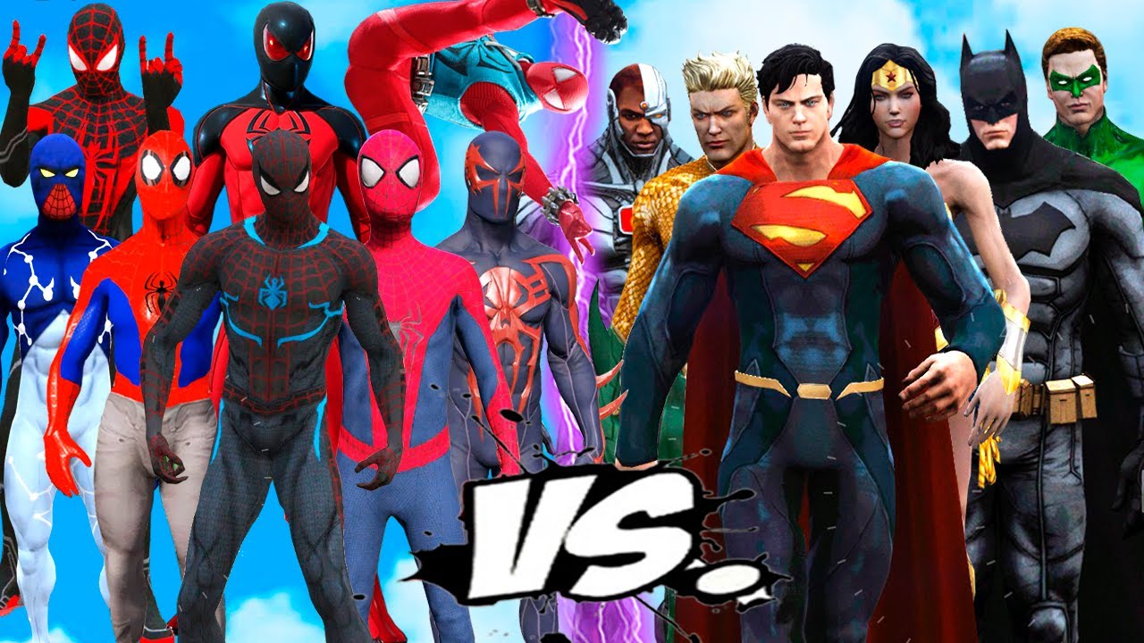 Justice League vs ALL Spider-man Team Suit - (Into The Spider Verse ...