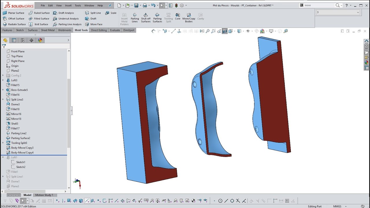 Make it in Solidworks 19.2 - Mould (mold) tools plus exploded assembly ...