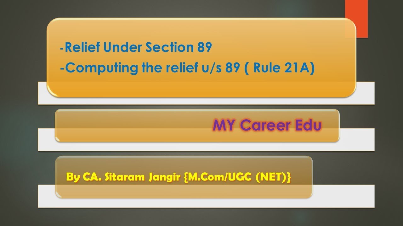 Relief Under Section 89 And Computing The Relief U s 89 Rule 21A