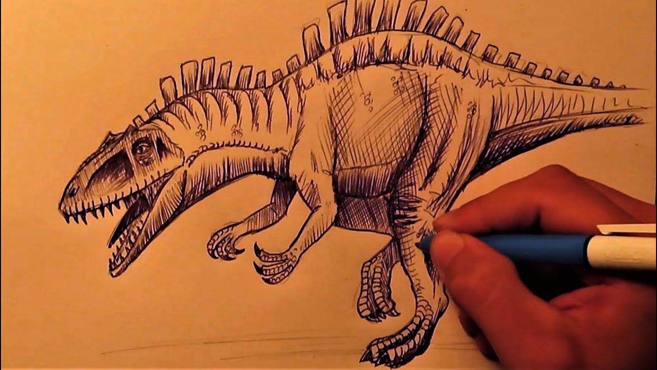 How to Draw Acrocanthosaurus from Jurassic World the Game - YouTube