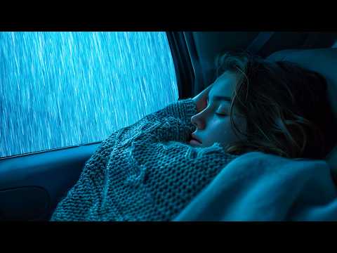 Healing Sleep Within 3 Minutes with with Pouring Rain & Intense Thunder on The Car at Night