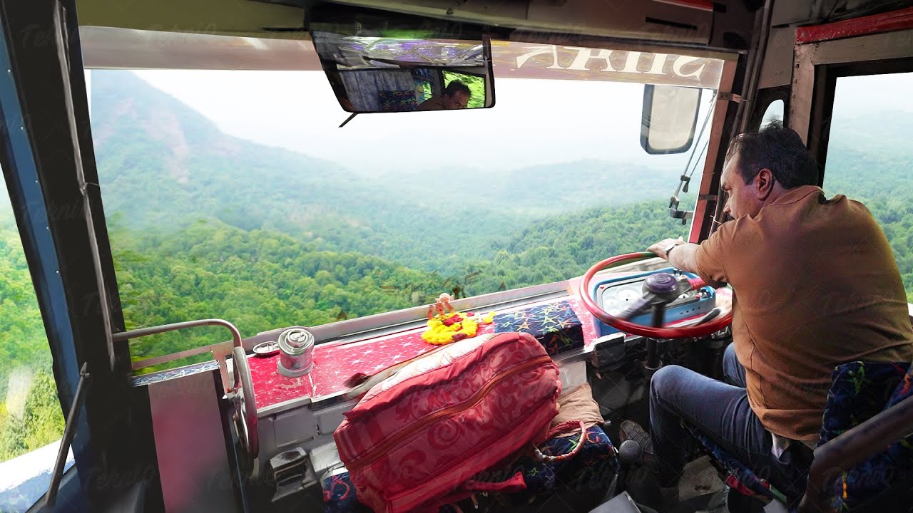 A Day in Life of Bus Driver Passing Dangerous Narrow Mountain Roads ...