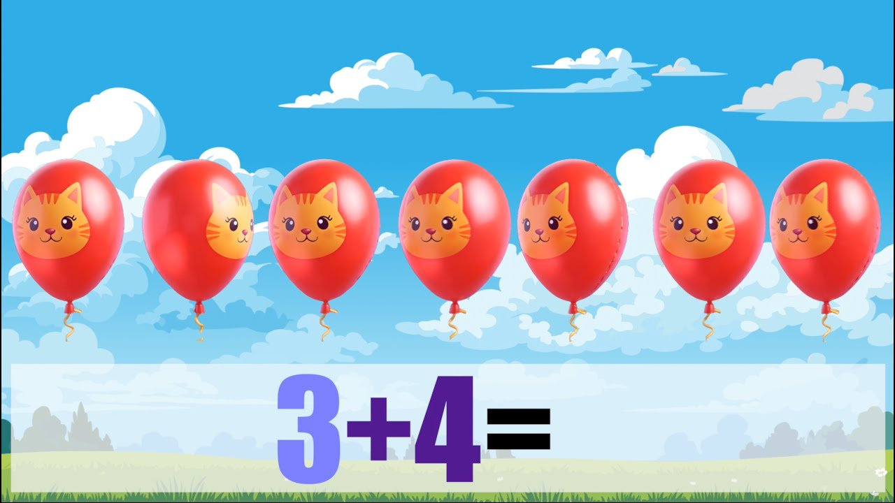Learn Addition with Balloons! | Kindergarten Math - YouTube