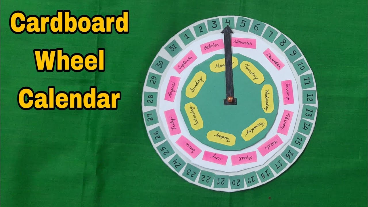 Cardboard Wheel Calendar/ Calendar Working Model Project For Kids/ Date ...