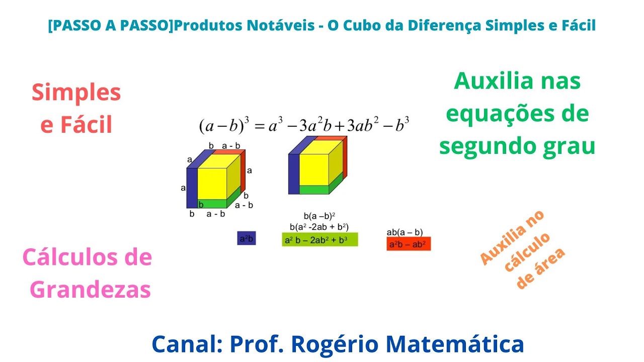 [Passo a Passo]Produtos Notaveis - O Cubo da Diferença Simples e Fácil ...