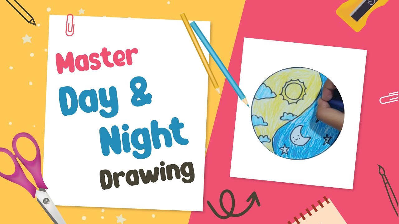 How to Draw Day and Night Drawing with Pencil Colors @artandkidz # ...