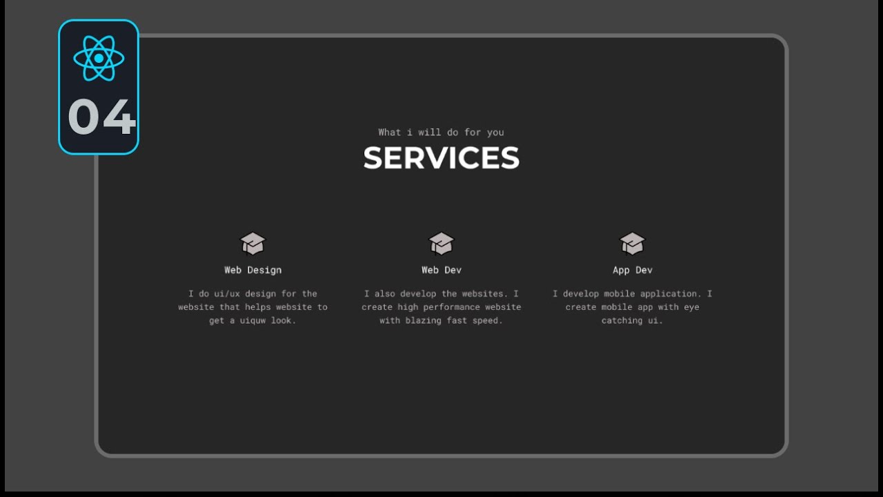 Complete React Portfolio Website Project Home Services Section
