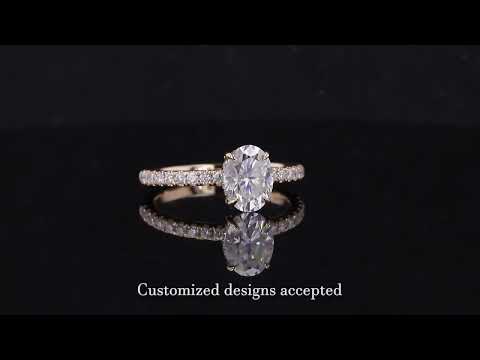 luxury 14k gold ovla cut 6*8mm moissanite ring