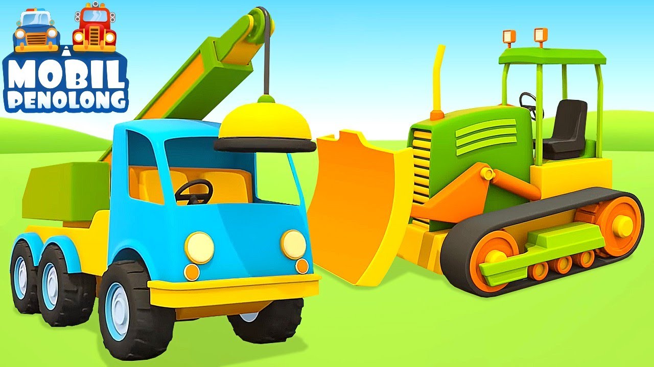 Mobil Penolong membangun rumah. Traktor anak-anak, crane anak-anak ...