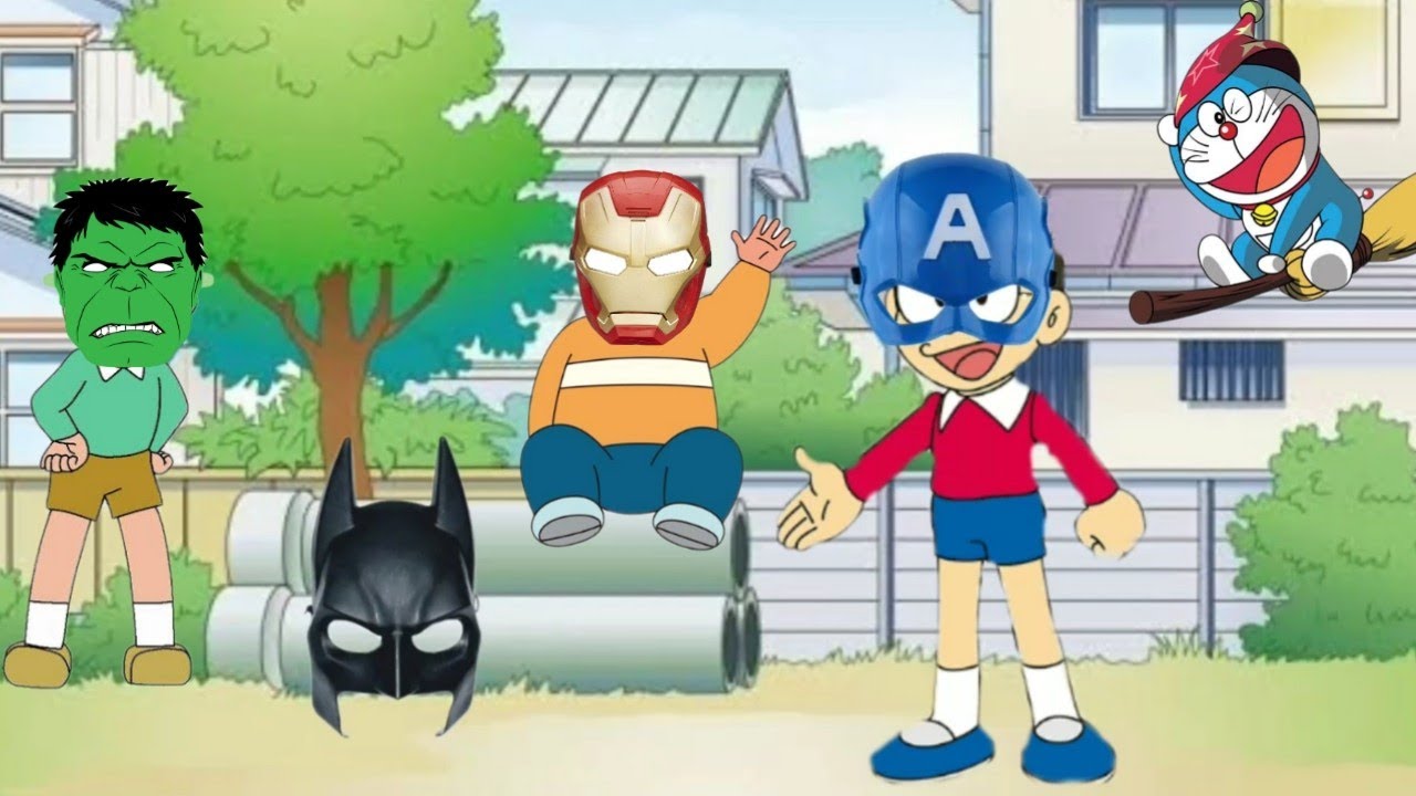DORAEMON NOBITA BERMAIN TOPENG PAHLAWAN SUPER DENGAN GIAN SUNEO SHISUKA ...