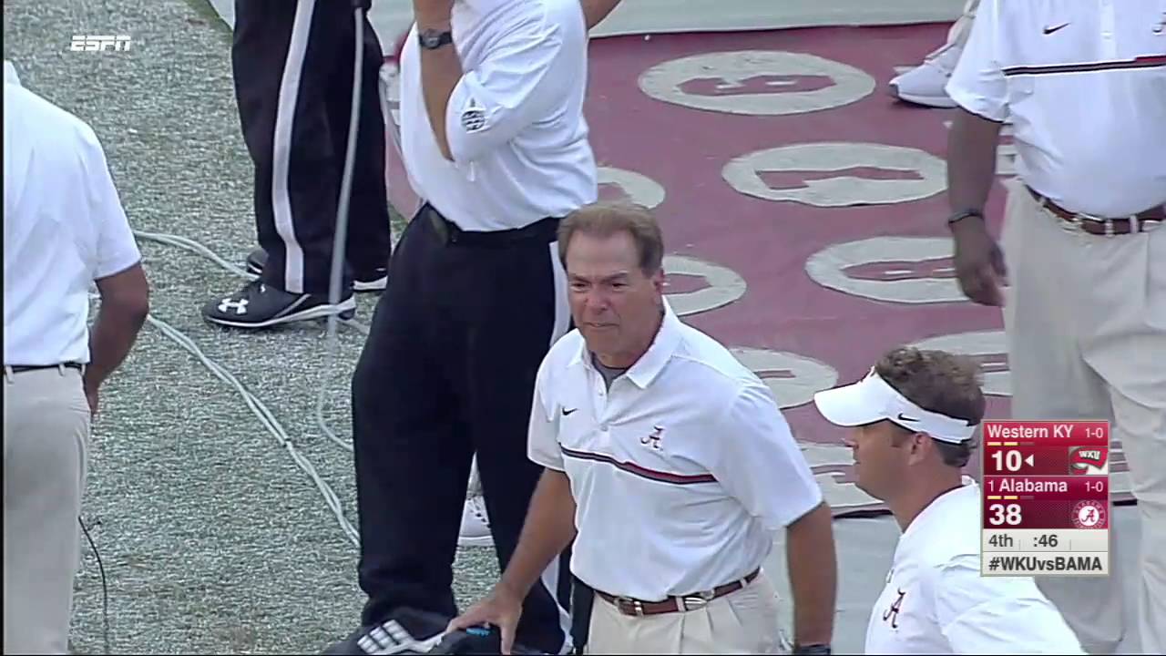 Nick Saban yells at Lane Kiffin - YouTube