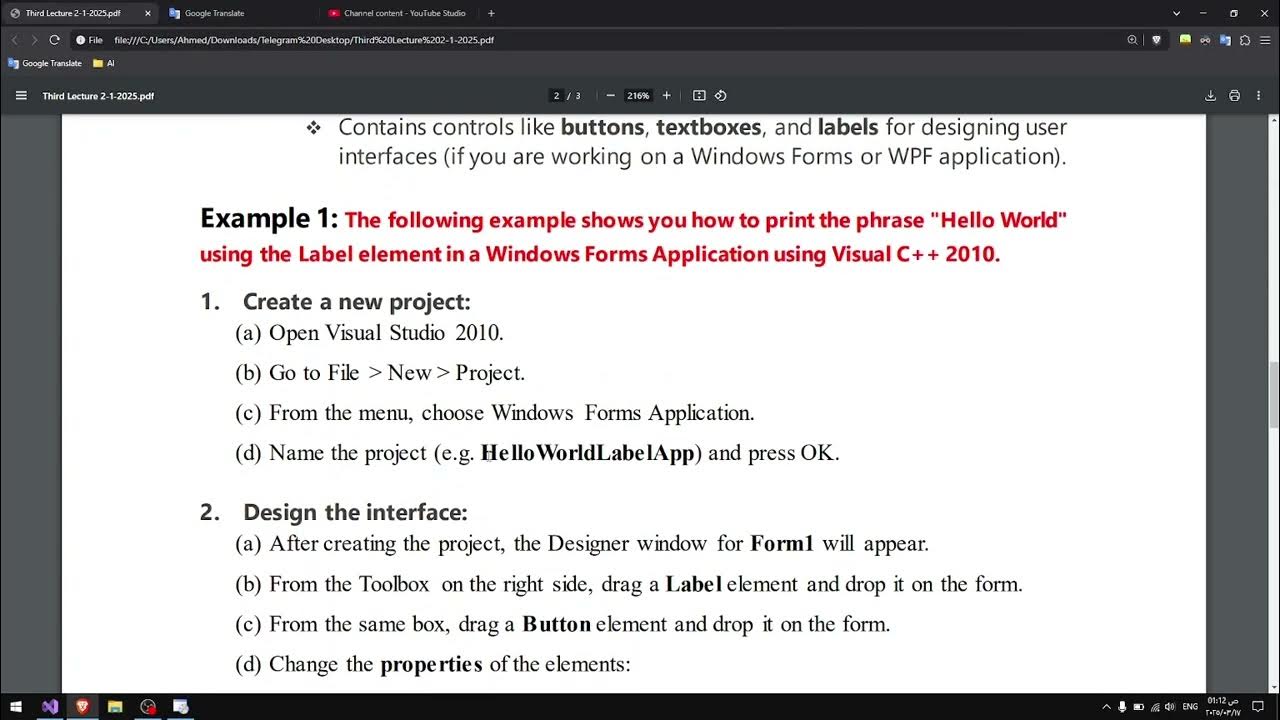 Visual Programming - Visual studio 2022 and 2010 Overview | example - YouTube