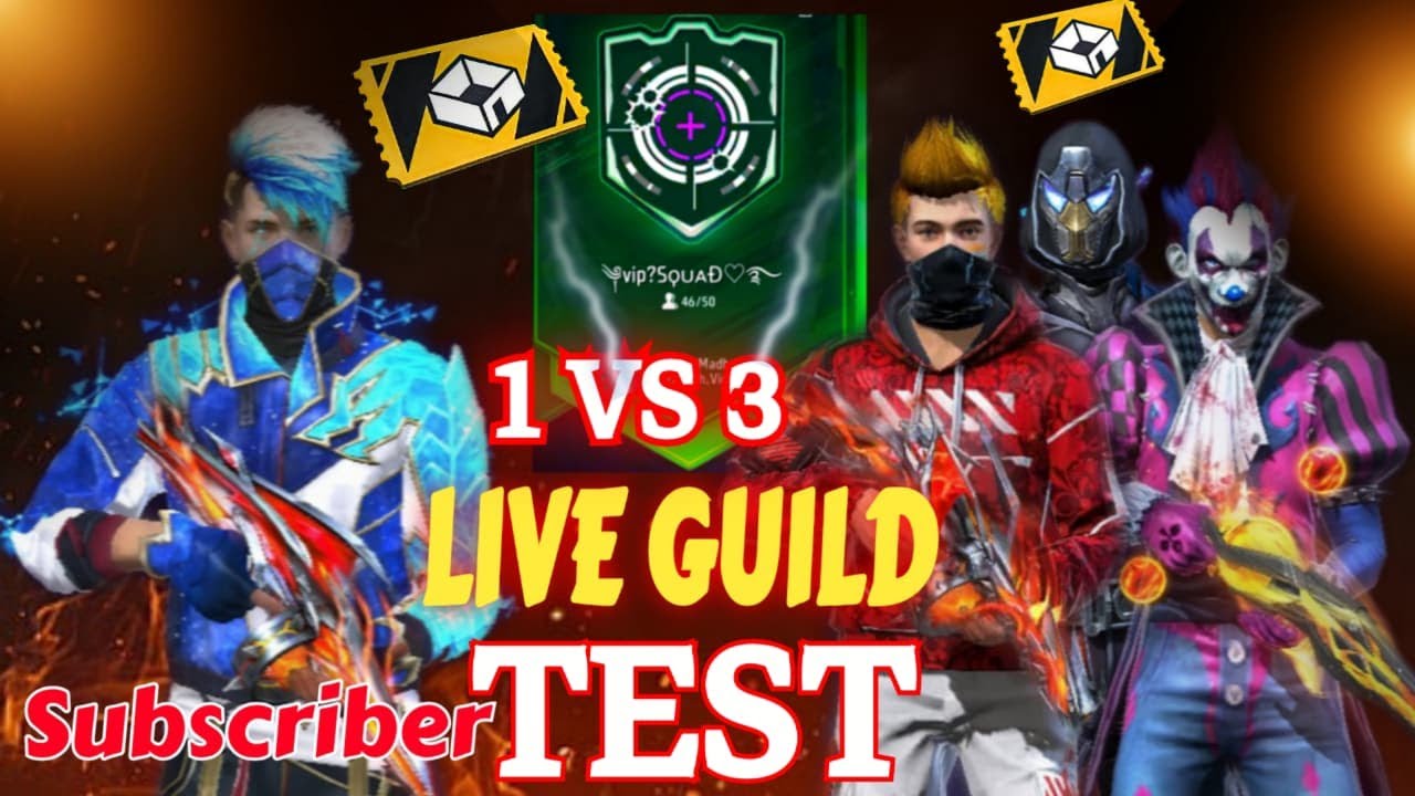 1 VS 3 Guild Test | Free Fire Live Guild Test | Live Guild Test 1v2 ...