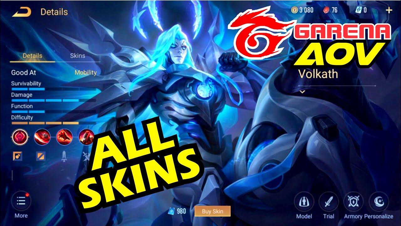 GARENA AOV TODAS AS SKINS DO SERVIDOR ORIGINAL DE ARENA OF VALOR ...