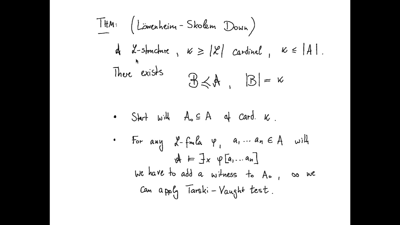 Math 557 – The Löwenheim-Skolem Theorems - YouTube