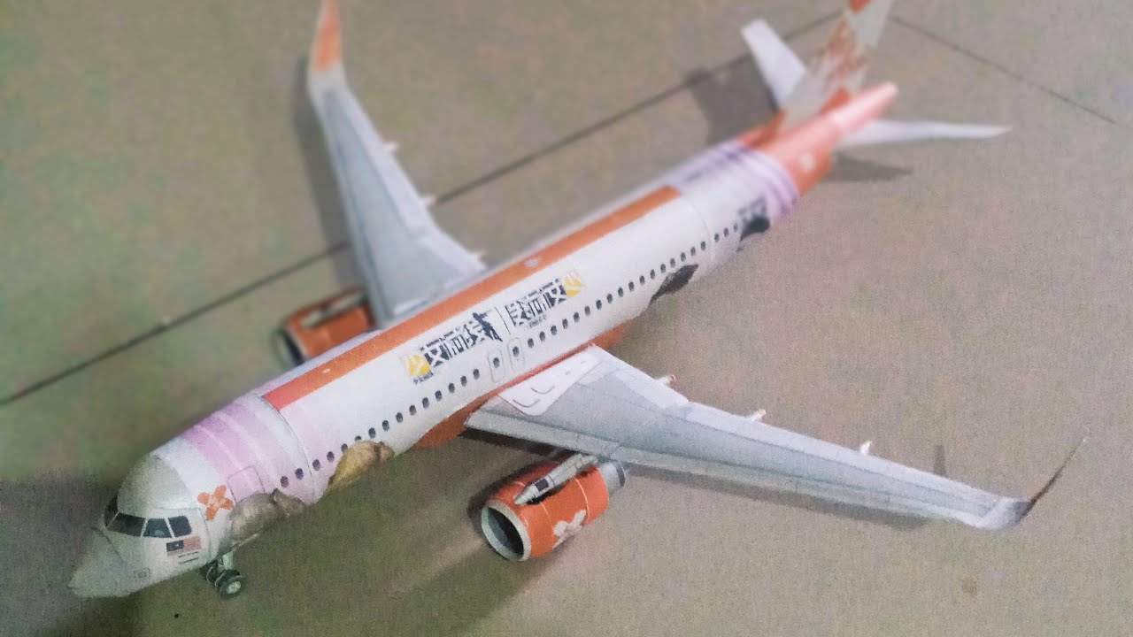 papercract airbus a320 neo air asia (front girl) - YouTube