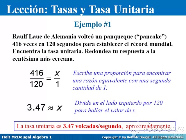 Hojas De Trabajo Sobre Tasas Y Tasas Unitarias