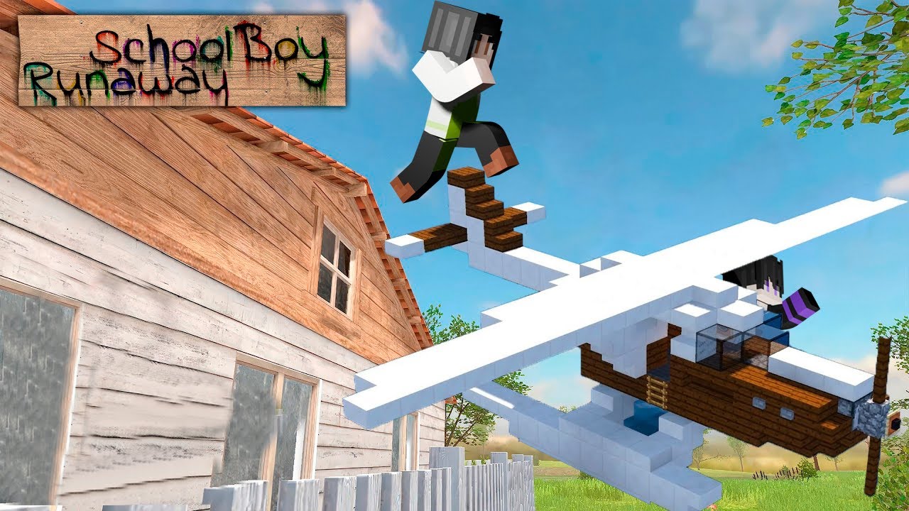 Сбежал на истребители от злых родителей в Minecraft schoolboy runaway. - YouTube