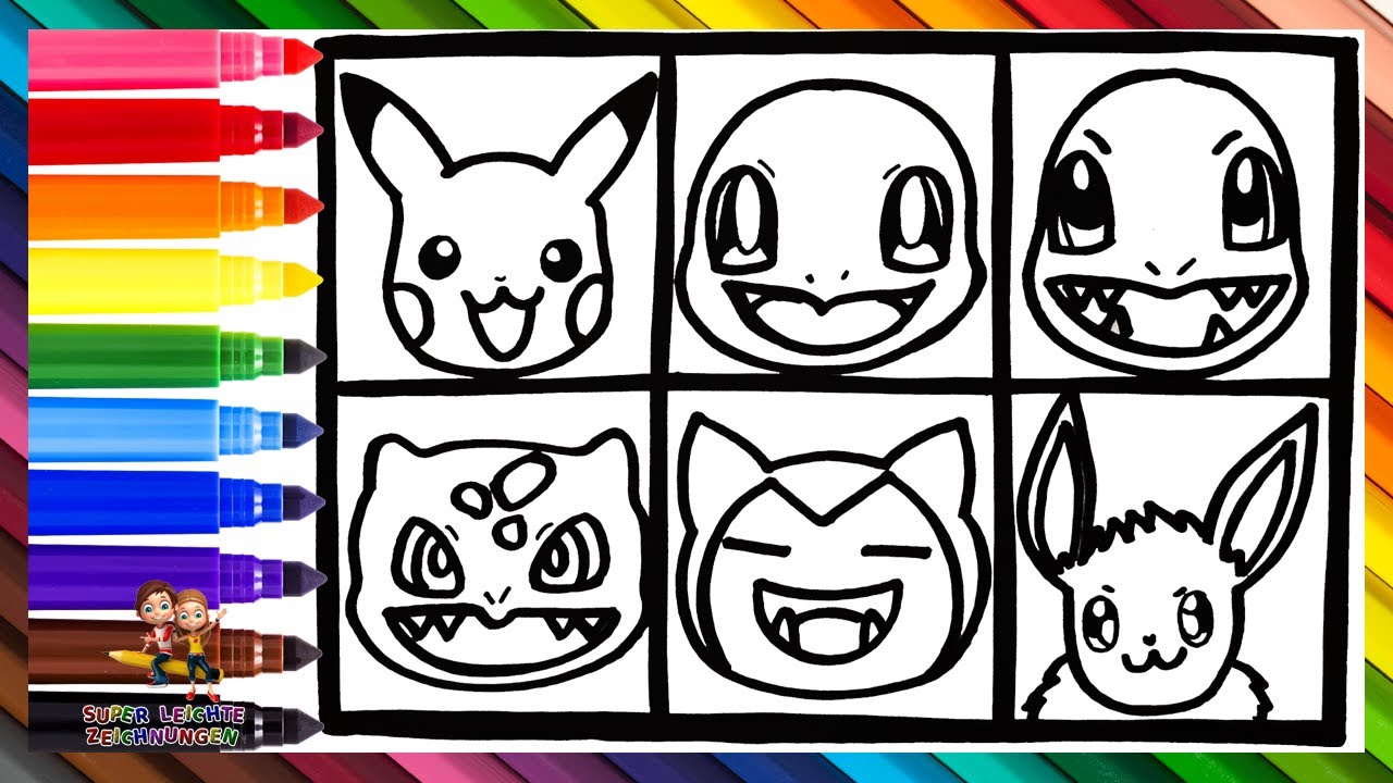 Zeichnen und Ausmalen von POKÉMON ⚡⚡⚡🌈 Kinderzeichnungen - YouTube
