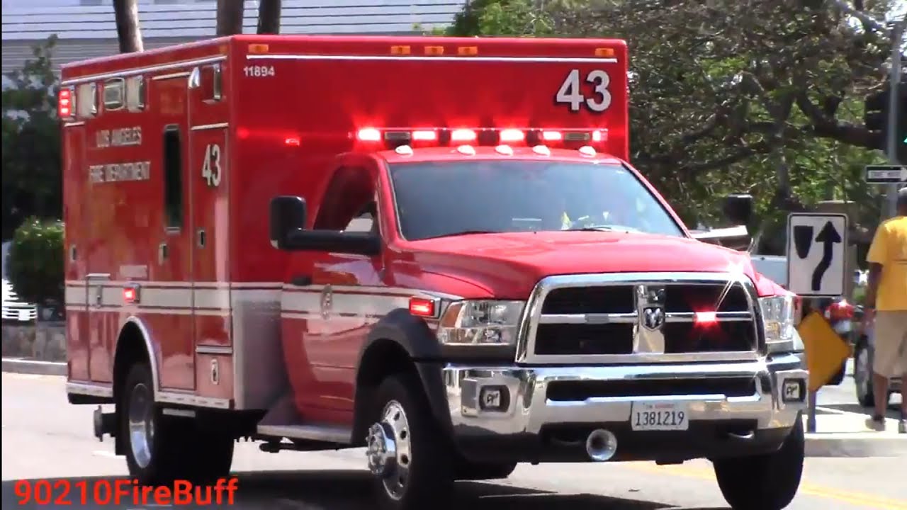 LAFD Rescue 26 (reserve), Rescue 43, & LAPD Ford Explorer - YouTube