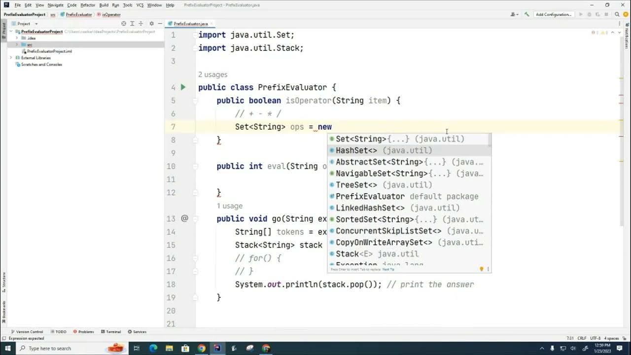DS 059: Java Code to Evaluate Prefix Expressions Using a Stack - YouTube
