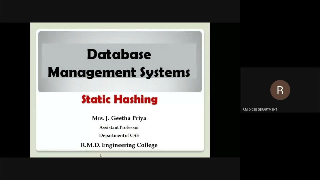 Static Hashing | Database Management Systems , Mrs. J. Geetha Priya, AP/CSE, RMDEC - YouTube