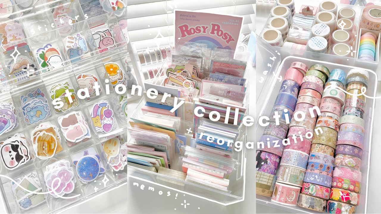 🌷 reorganizing my stationery + stationery collection tour | stickers ...