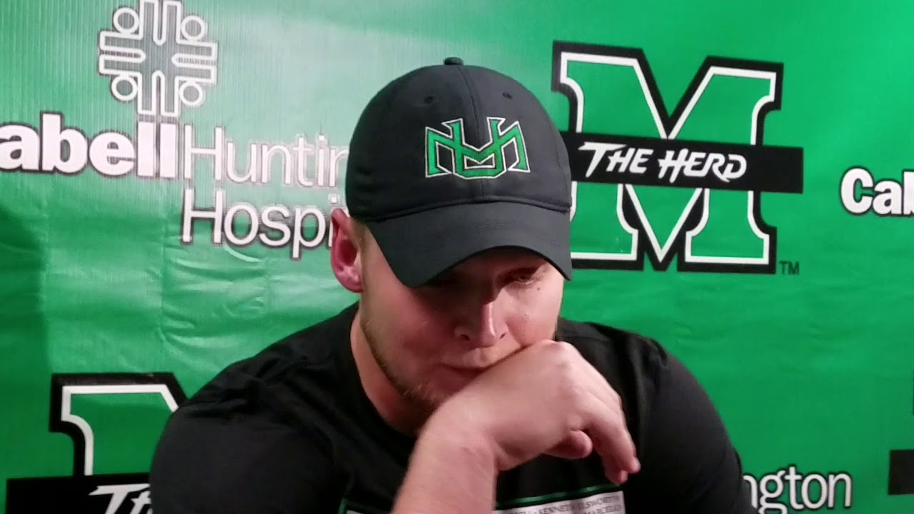 Marshall senior tight end Ryan Yurachek after WKU game - YouTube