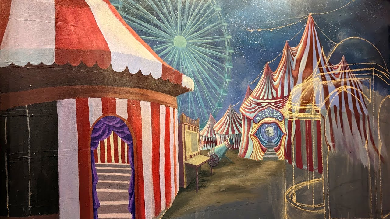 How to Paint with Acrylics/ CARNIVAL MURAL Process - YouTube