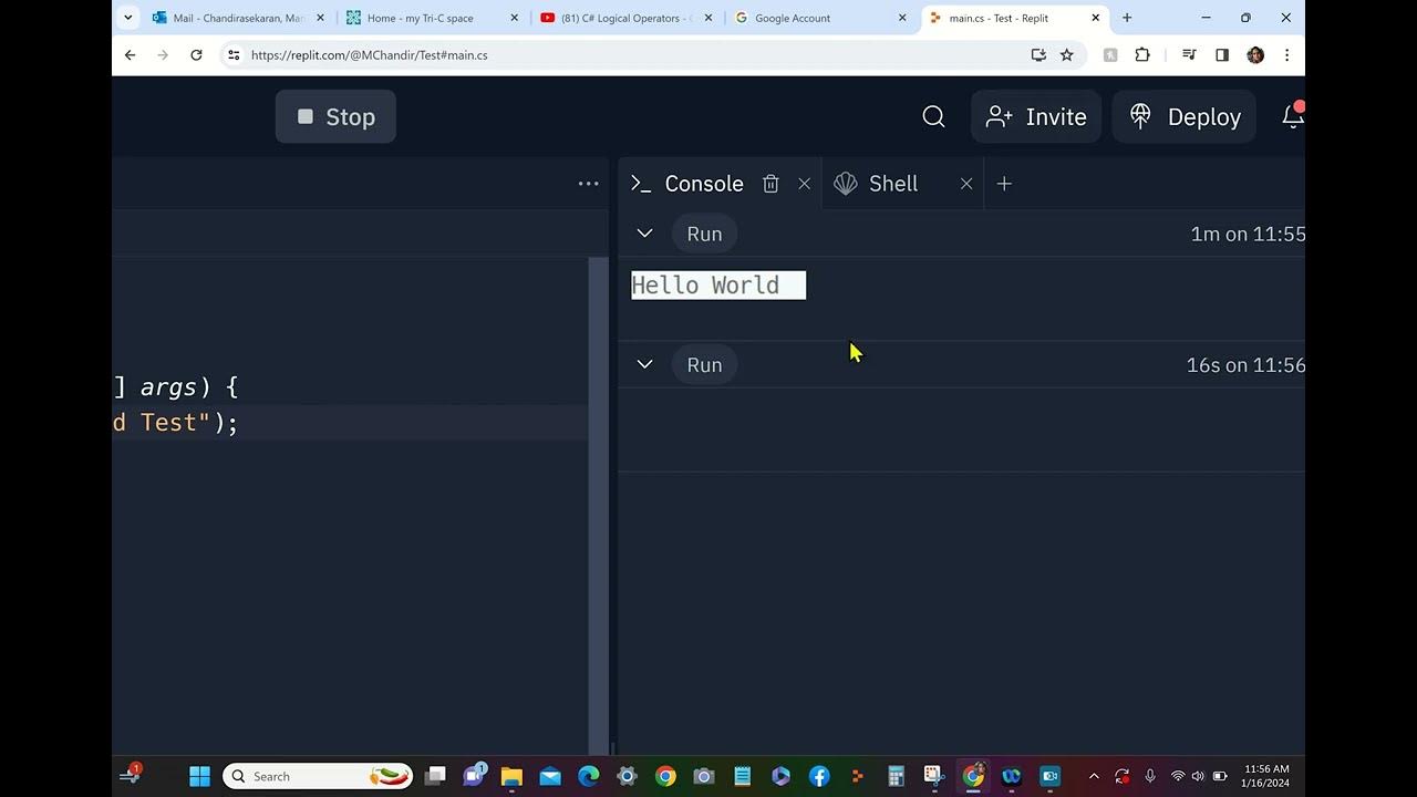 C# using ReplIT - How to create your first program in C# - YouTube