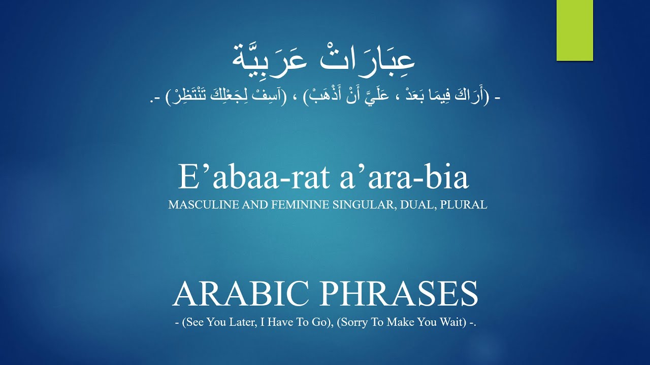 Arabic Phrases(See You Later,I Have To Go),(Sorry To Make You Wait ...